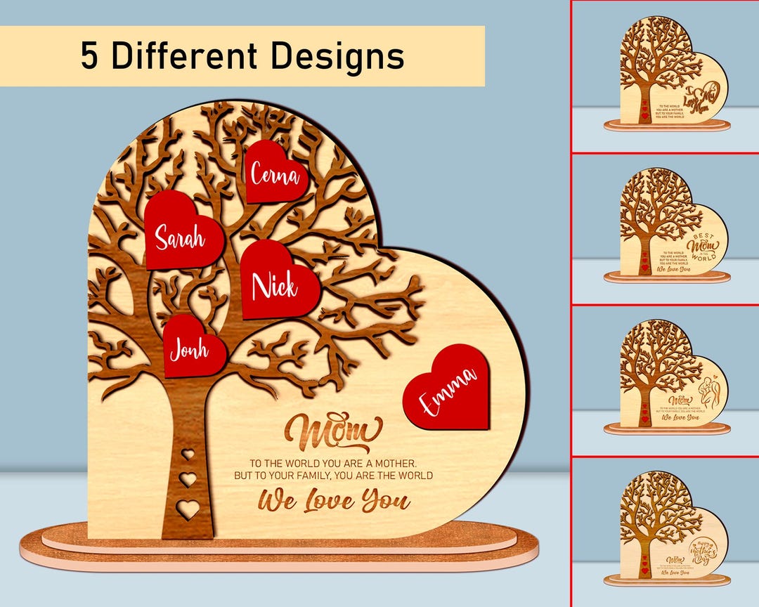Family Tree Stand Svg, Laser Cut Name Tree Design, Personalized Family ...