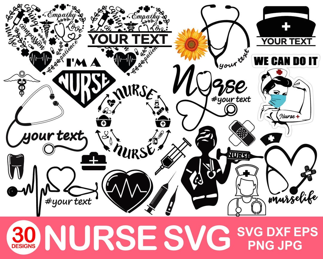 Nurse Stethoscope Monogram SVG Bundle: Floral Frame, Doctor Name Sign ...
