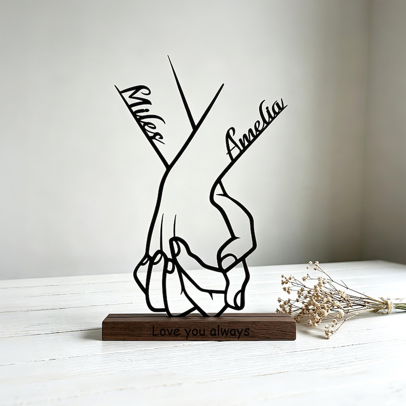 Personalized Couple's Keepsake | Metal Line Art Sculpture | Perfect for ...