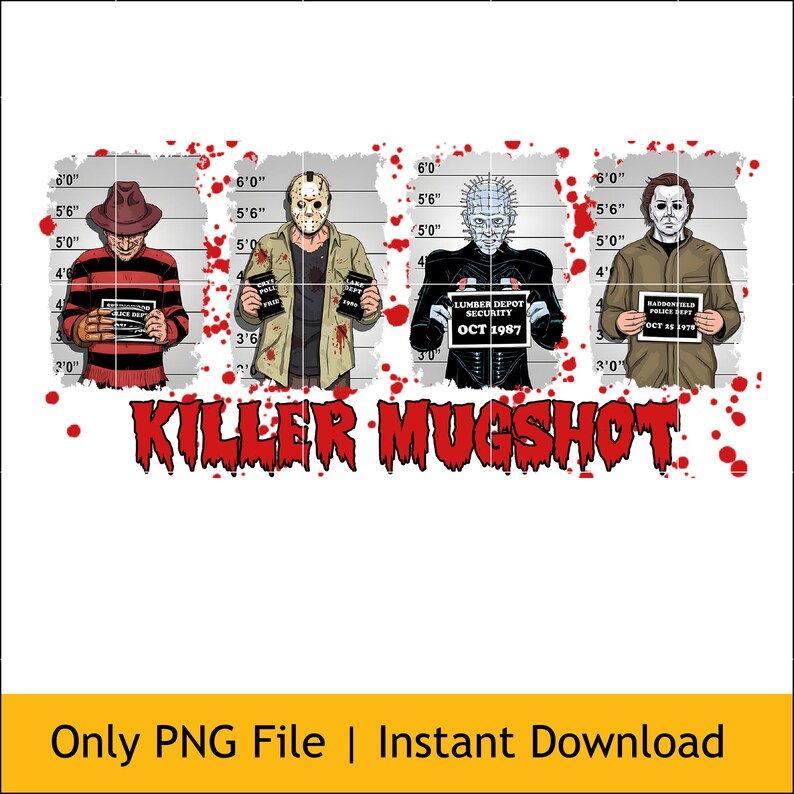Killer Mugshot PNG | Halloween Horror Clipart | Digital Download for ...