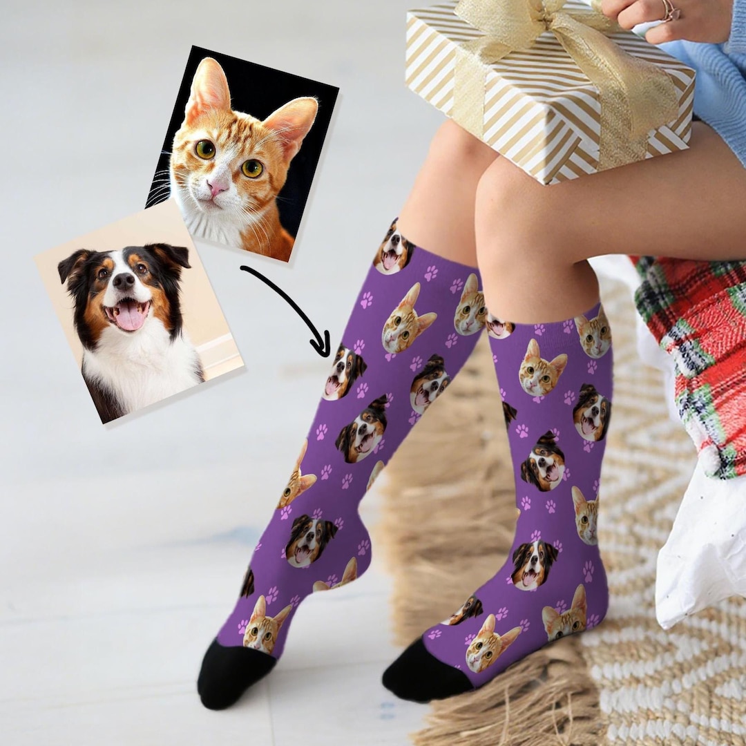 Personalized Socks,custom Pet Face Socks,cat Dog Face Funny Socks,paw ...