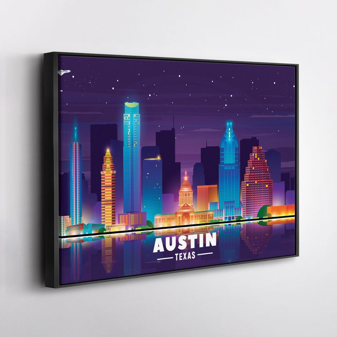 Austin Texas Night City Skyline Vector Illustration. Background With ...