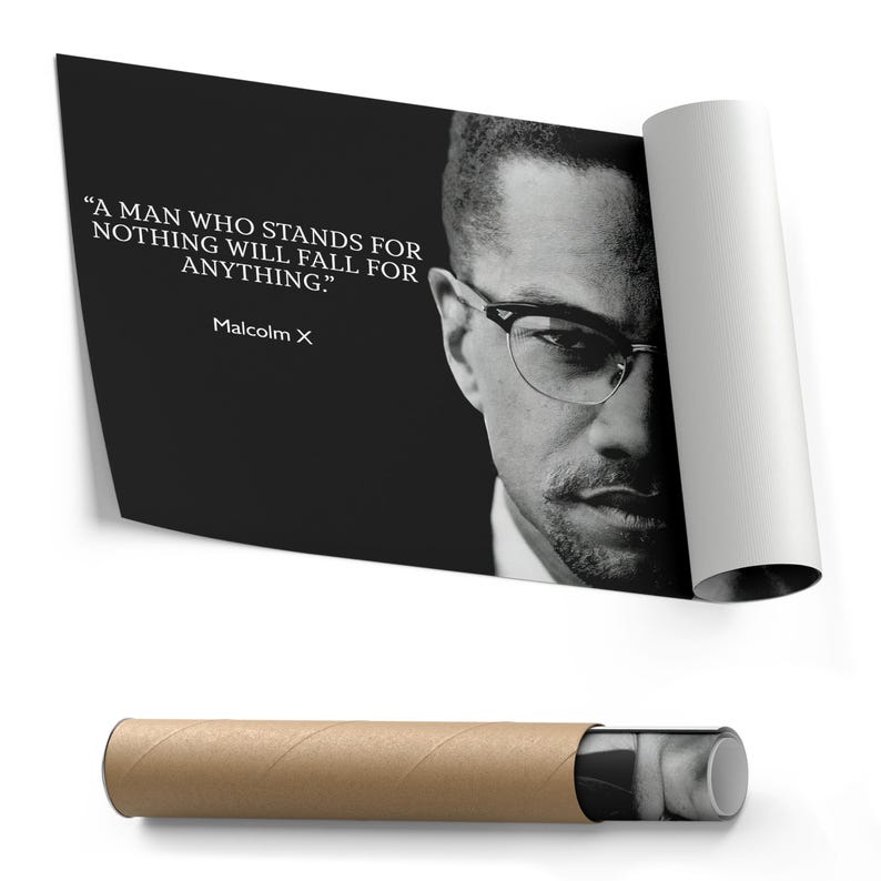 Malcolm X Motivational Quote Poster Canvas Wall Art Home Decor Framed ...