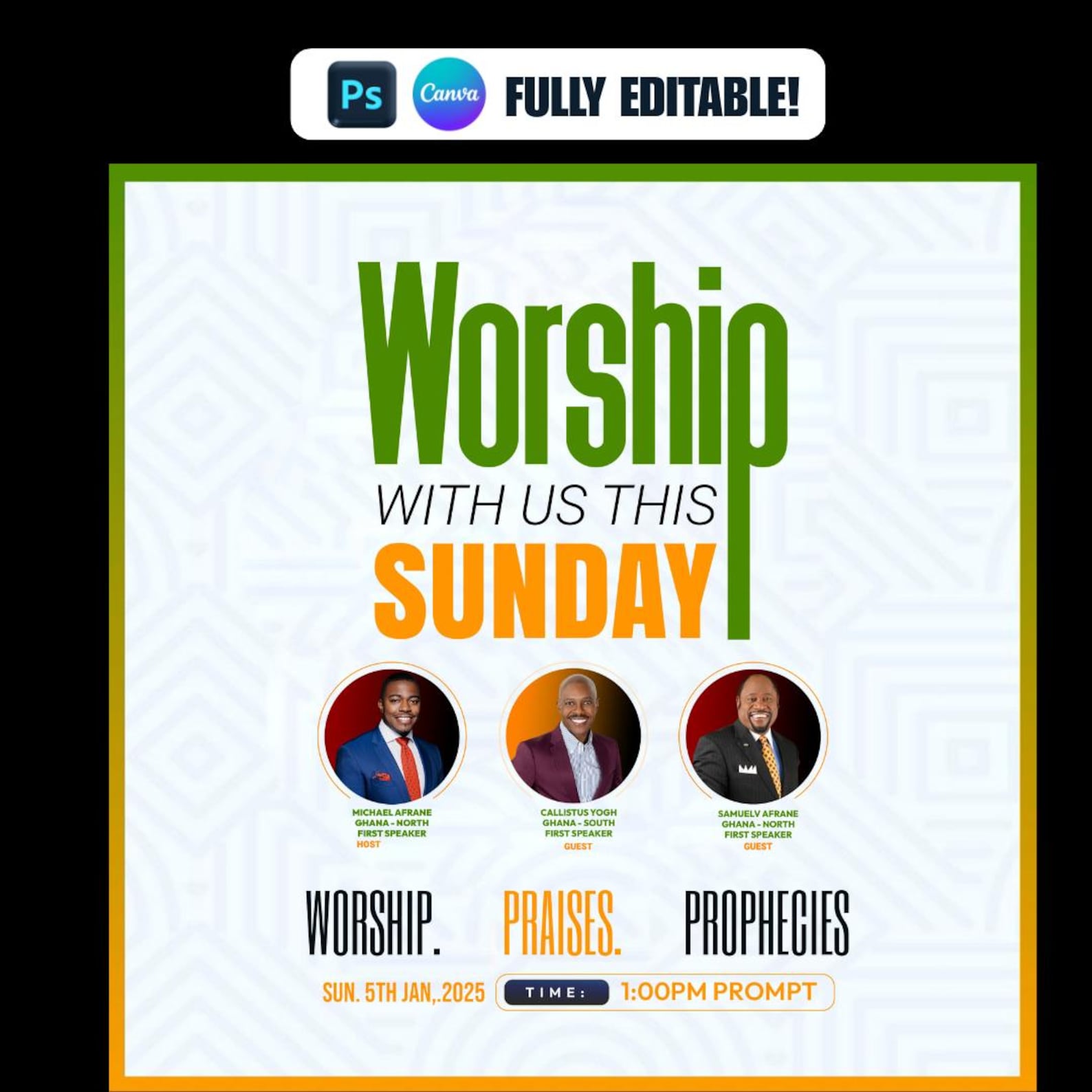 Church Flyer - Editable Canva Template & PSD File | Sunday Service ...