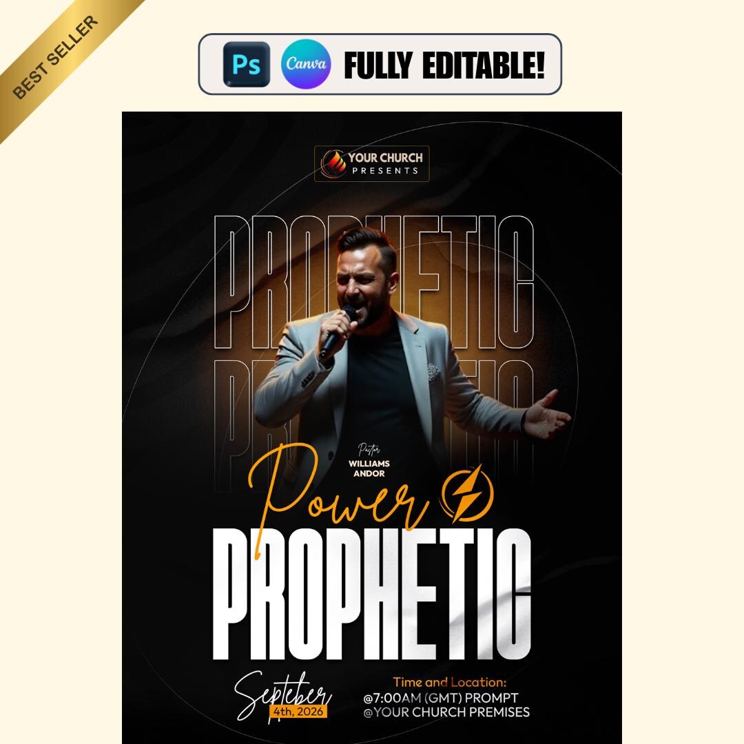 Church Flyer - Editable Canva Template & PSD File | Sunday Service ...