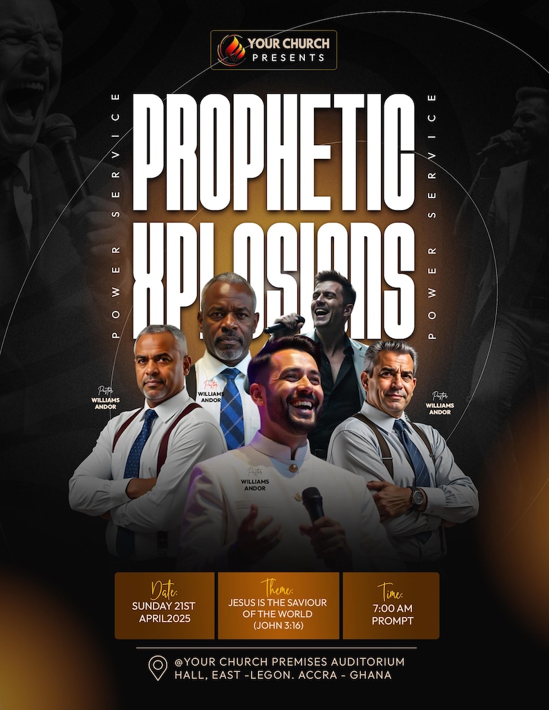 Church Flyer - Editable Canva Template & PSD File | Sunday Service ...