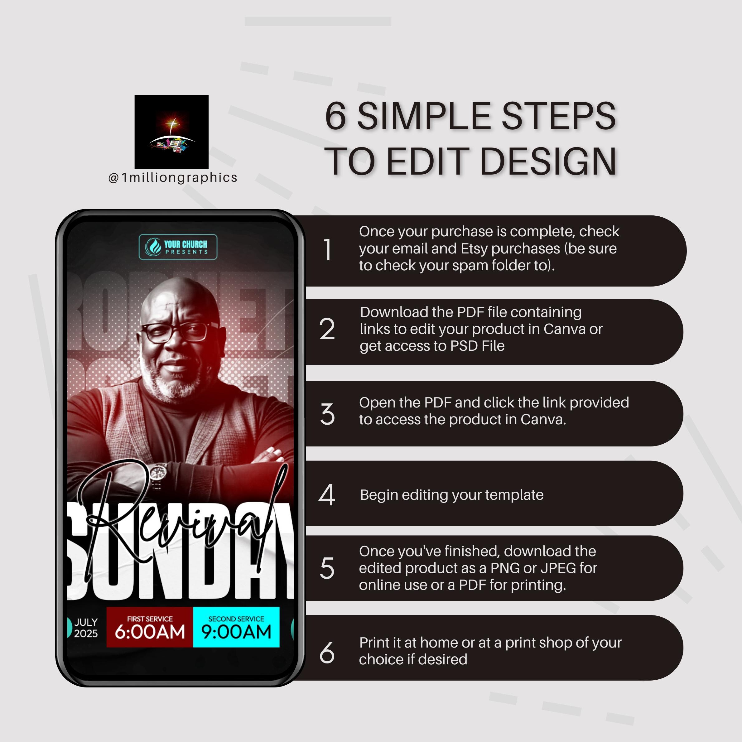 Church Flyer - Editable Canva Template & PSD File | Sunday Service ...
