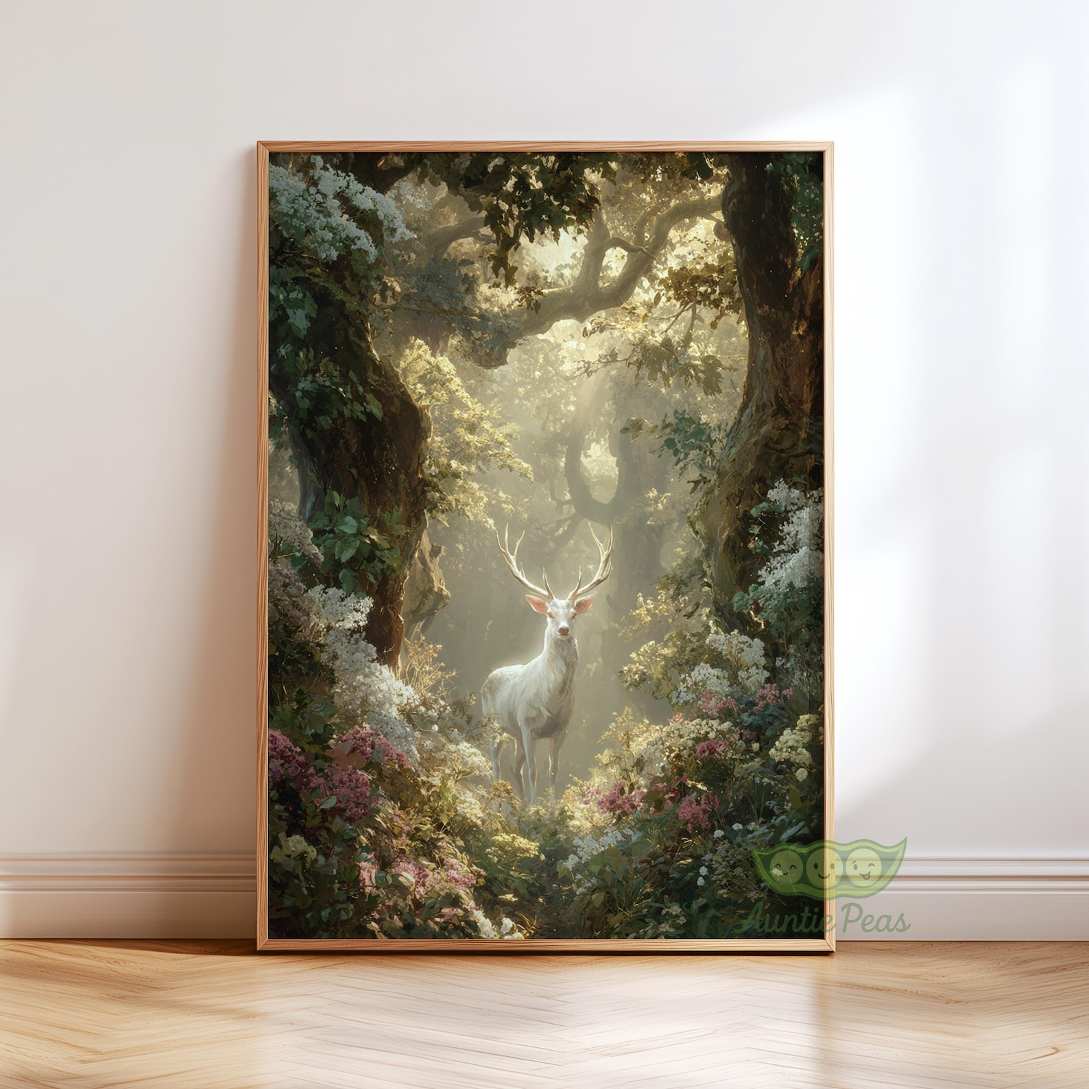 Enchanted White Stag Wall Art, Fantasy Woodland Deer Poster, Fairytale ...