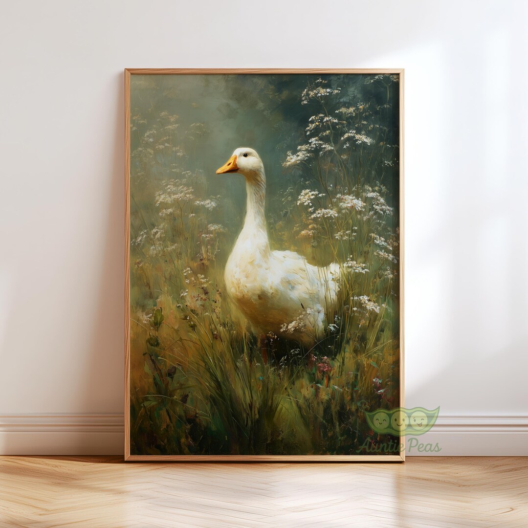 Goose Oil Painting Wall Art Print, Vintage Countryside Poster, Rustic ...
