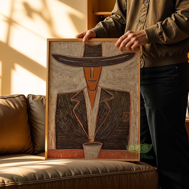 Abstract Western Cowboy Wall Art, Modern Cowboy Print, Contemporary ...