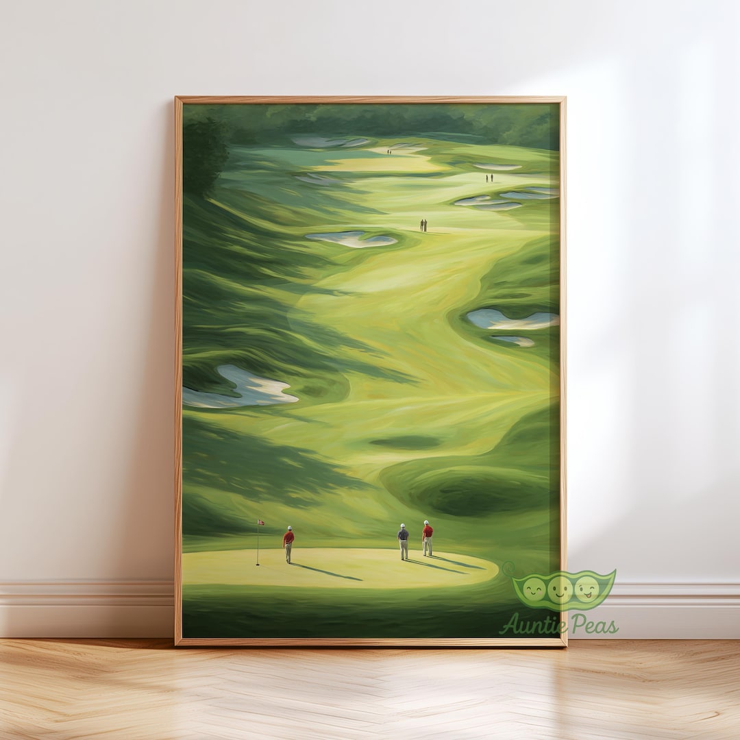 Minimalist Golf Course Wall Art, Elegant Golfer Landscape Print ...