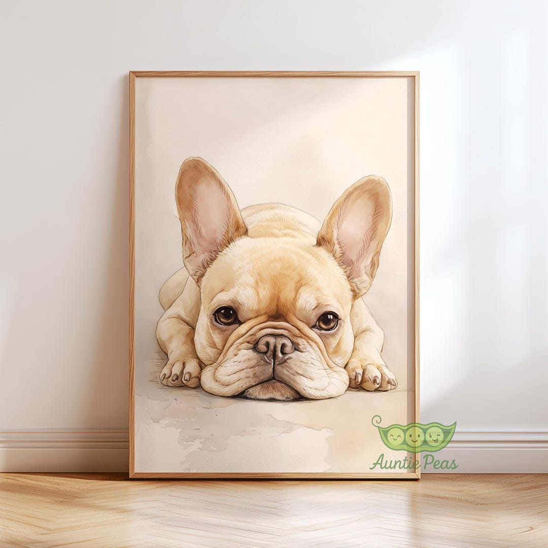 French Bulldog Wall Art Print, Watercolor Frenchie Dog Portrait ...