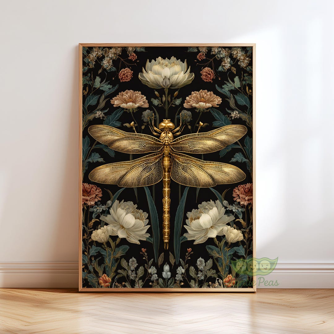 William Morris Dragonfly Wall Art, Victorian Botanical Poster, Vintage ...