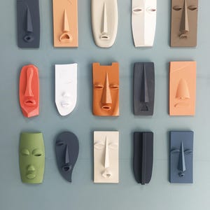 Set of 15 Abstract Face Wall Masks – Fall Decor - Handmade Polyester ...