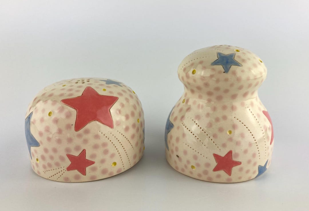 Handmade - Salt and Pepper Shakers - Dots and Stars - One of a Kind ...