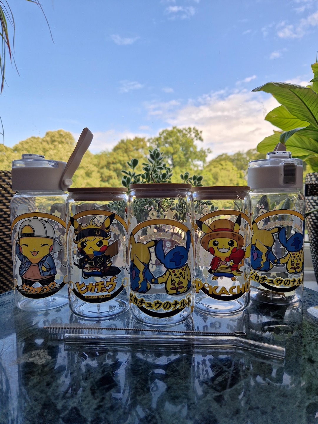 Pikachu Glass Tumbler & Plastic Drink Bottles - Reusable Pokémon Water ...