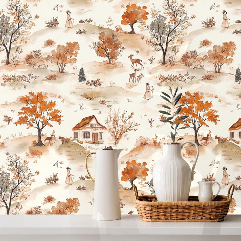 Fall Toile Seamless Pattern - Autumn Digital Paper, Instant Download ...