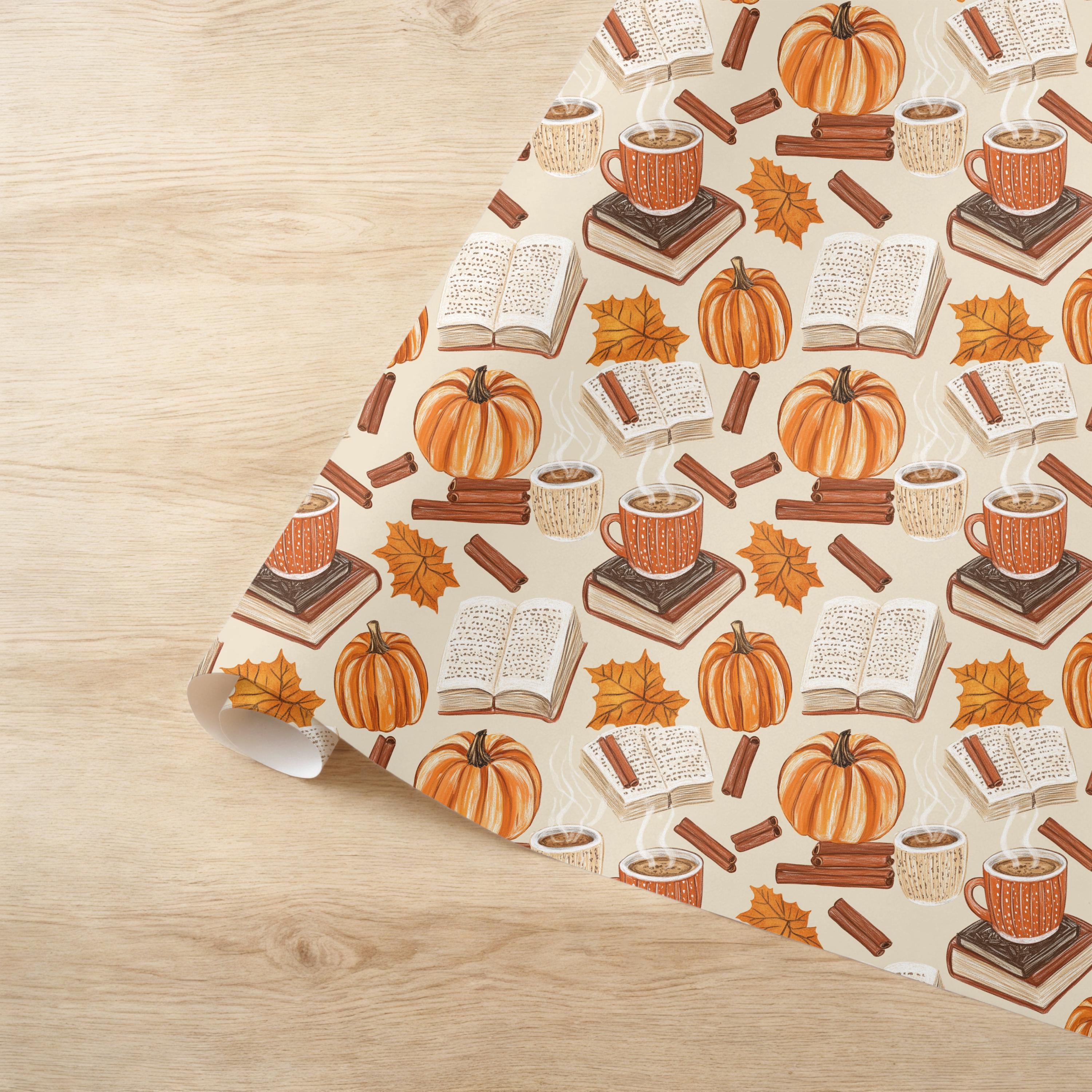 Fall Bookish Seamless Paper Pack: Autumn Books, Pumpkins (digital ...