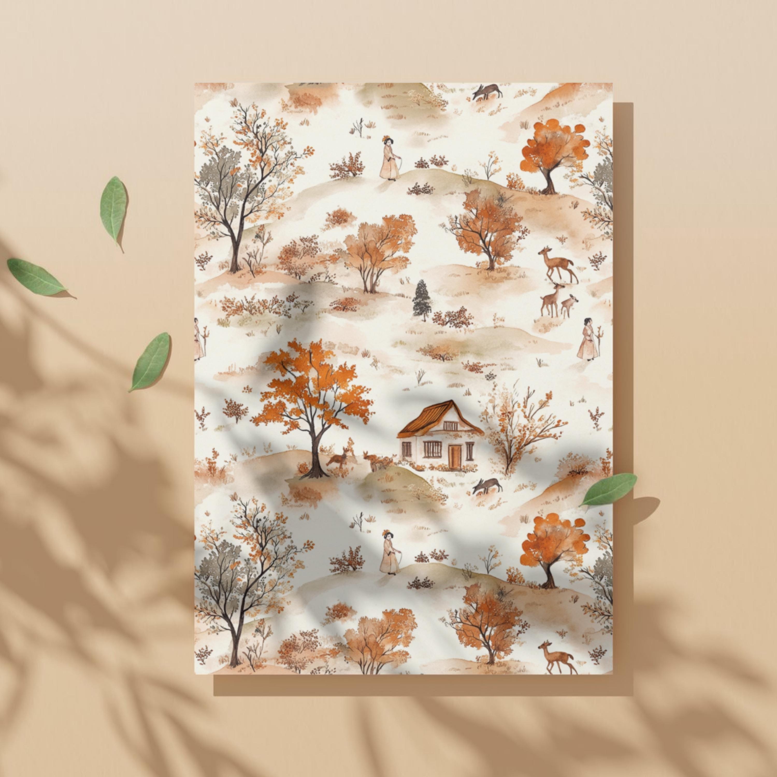 Fall Toile Seamless Pattern - Autumn Digital Paper, Instant Download ...