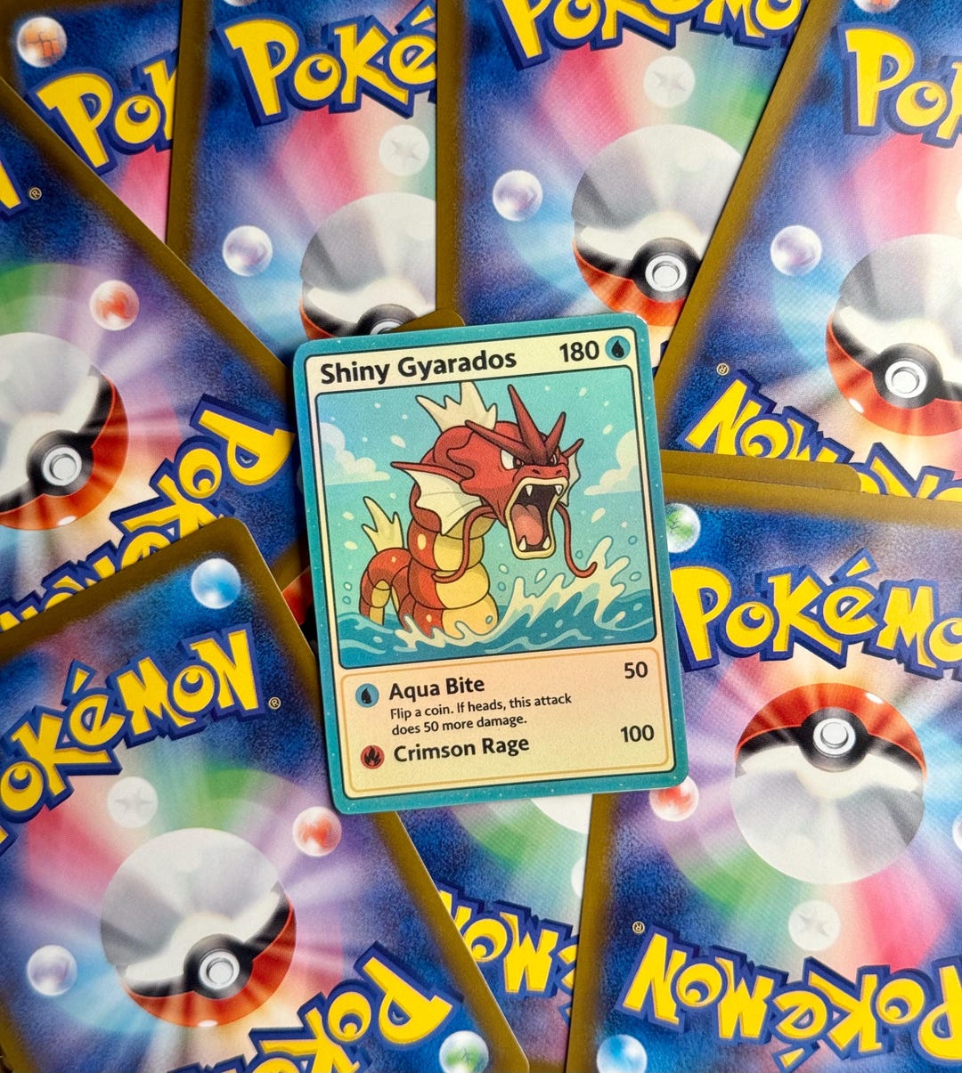 Shiny Gyarados TCG Stickers Inspired by Pokémon – Rainbow Foil ...