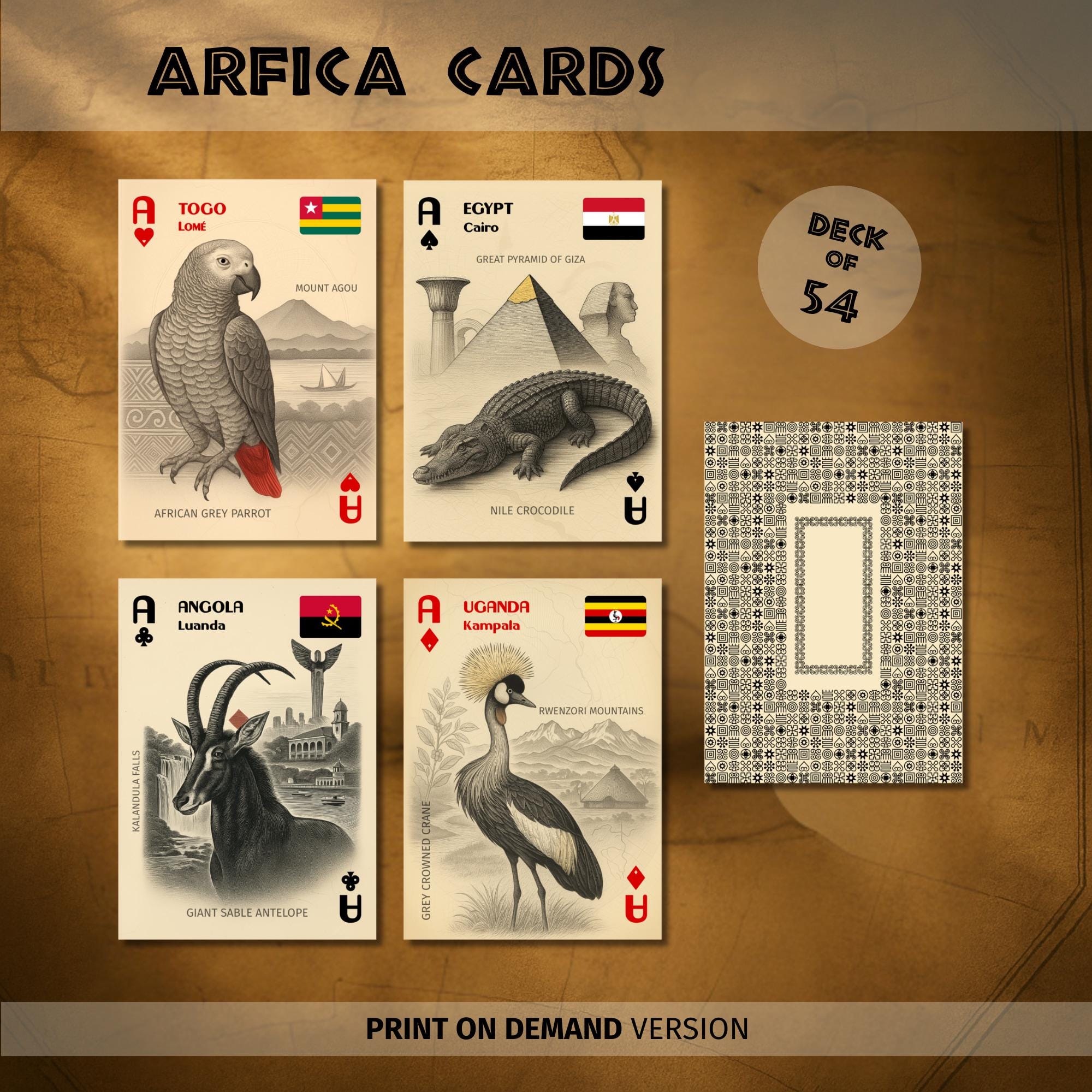 African Countries Playing Cards – Pod-ready Deck, Flags Capitals ...