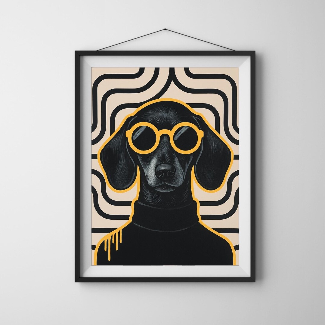 Mid Century Modern Dackel Poster, druckbare MCM Hunderasse Wandkunst ...