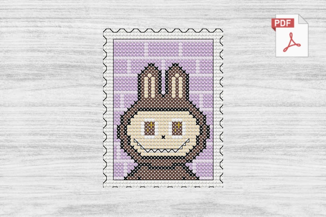 Labubu Stamp Cross Stitch Chart - Embroidery - Instant PDF Download - Etsy