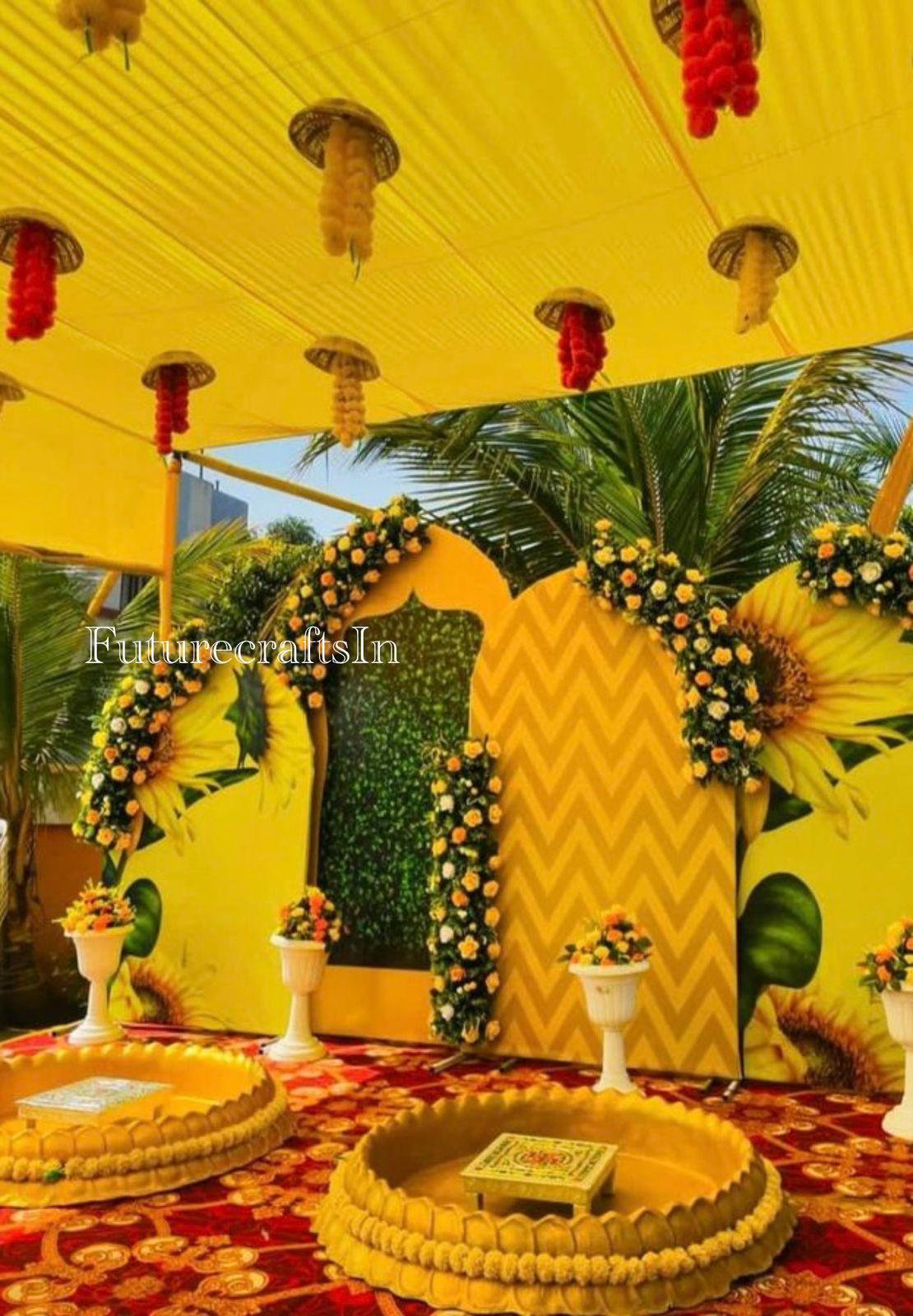 Fiber Urli for Haldi Mehndi Ceremony – Handmade Decorative Flower Bowl ...