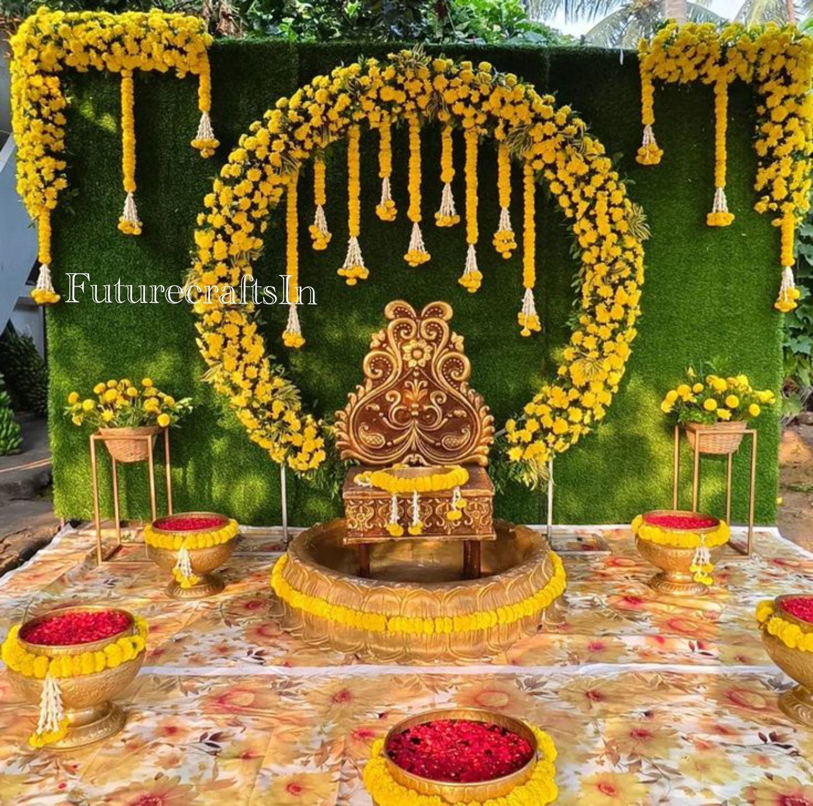 Fiber Urli for Haldi Mehndi Ceremony – Handmade Decorative Flower Bowl ...