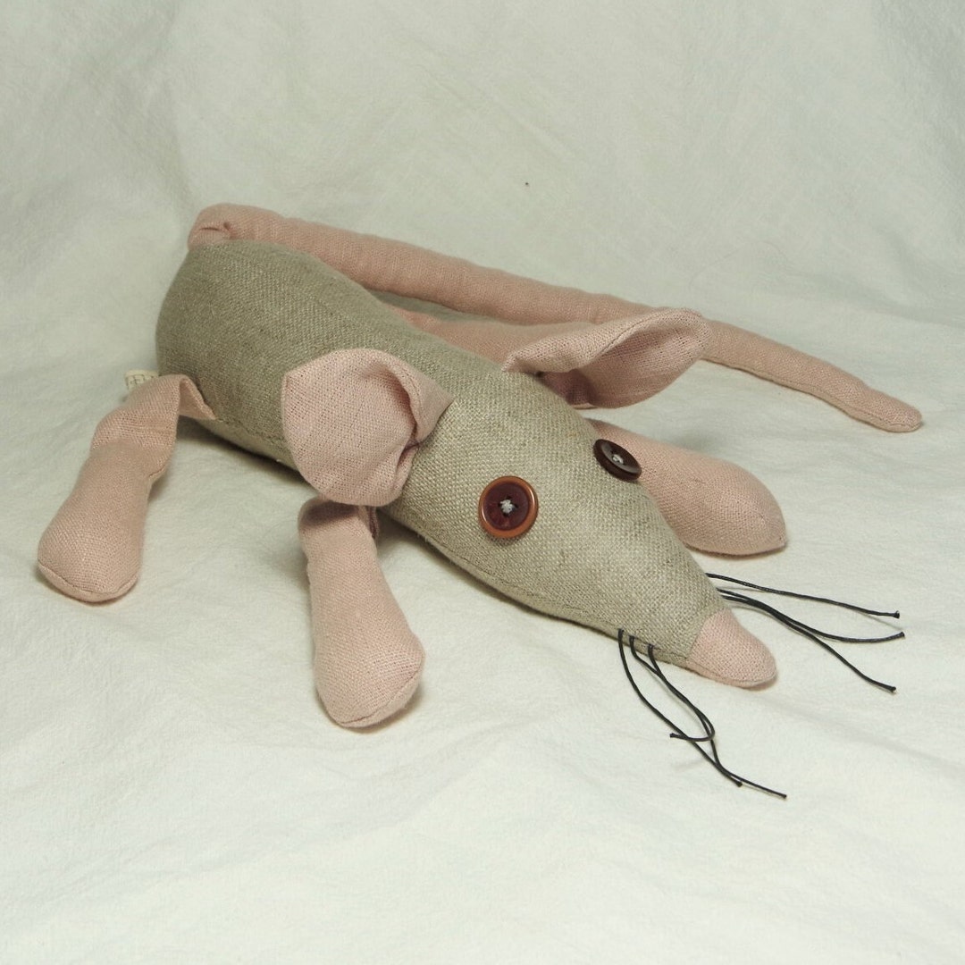 Linen Rat Stuffed Animal, Handmade Personalized Housewarming Gift ...
