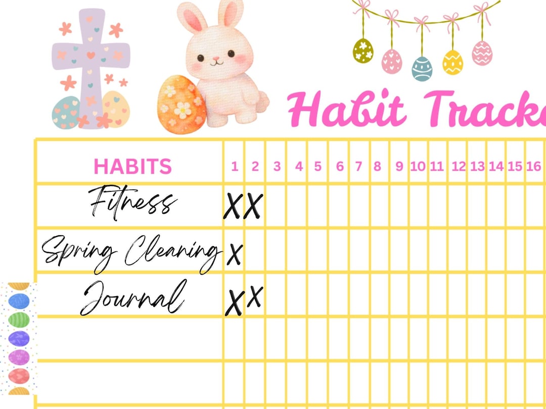 April Easter Habit Tracker Printable | Pastel Easter Planner Insert ...