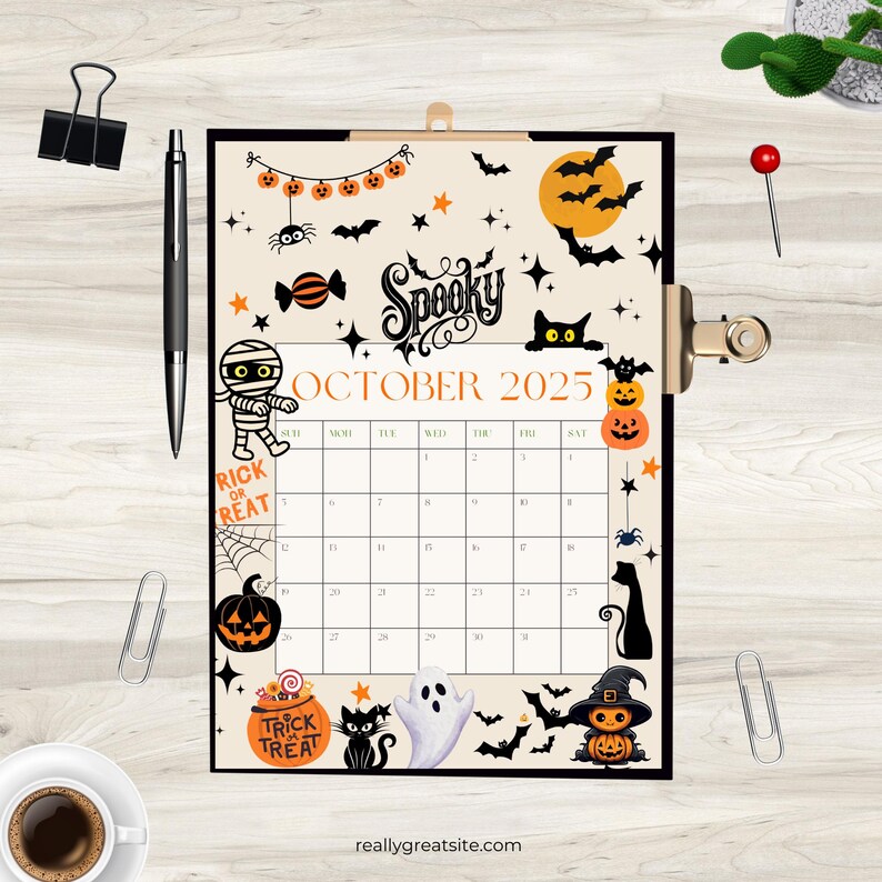 October 2025 Monthly Planner Printable | Halloween Calendar PDF | Cute ...
