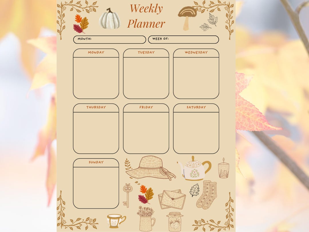 Cottagecore Fall Planner Printable: Beige Autumn Design (US Letter Size ...