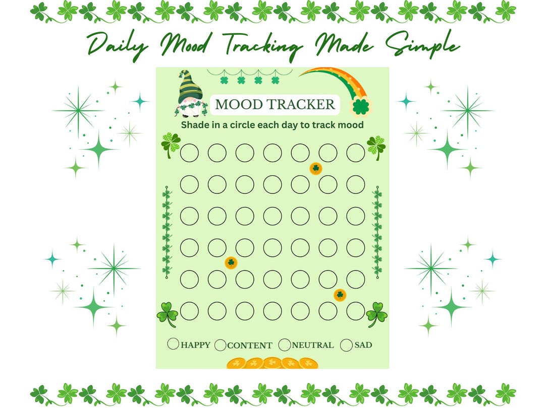 St. Patrick’s Day Mood Tracker Printable | March Mental Health Tracker ...