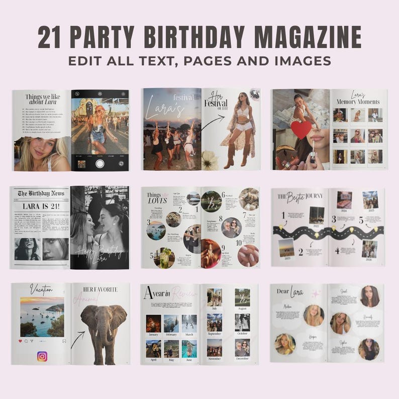 Birthday Magazine Template Canva, Personalized Magazine Gift, Editable ...