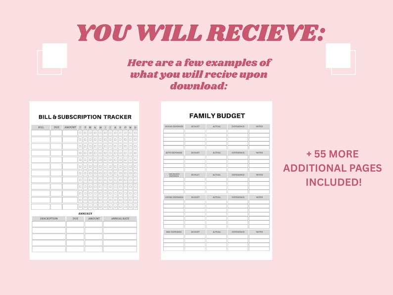 Budget Planner Printable: Financial Workbook, Expense & Debt Tracker (PDF Download) - Etsy