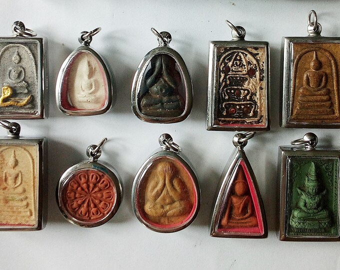 10 Thai Buddhist Buddha Clay Amulet Medallions Thai Amulet - Etsy