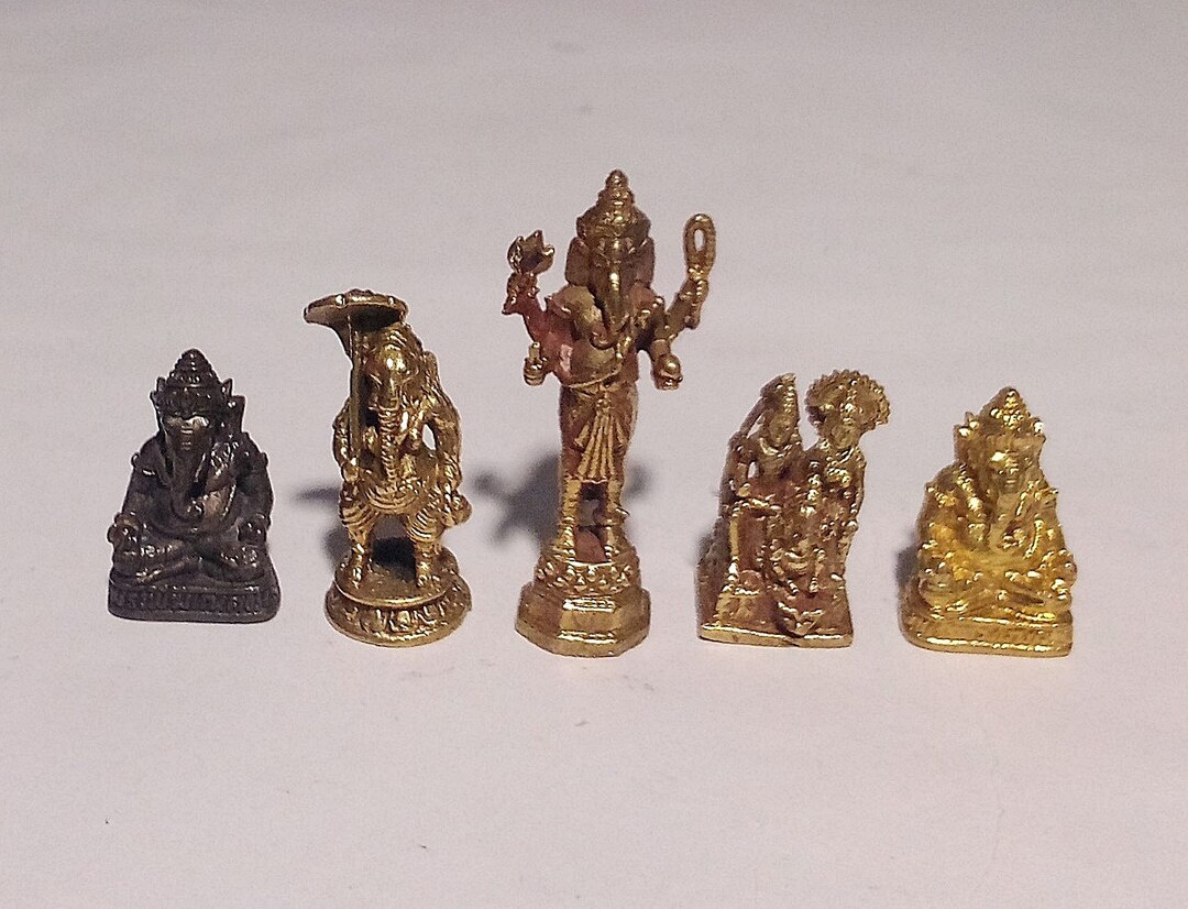 5 X LORD GANESHA THAI Hindu Amulet Mini Statues Success Power - Etsy