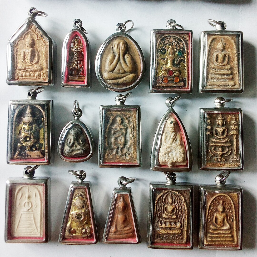 Charms 15 Thai Buddhist Buddha Buddhism Clay Amulet Medallions - Etsy