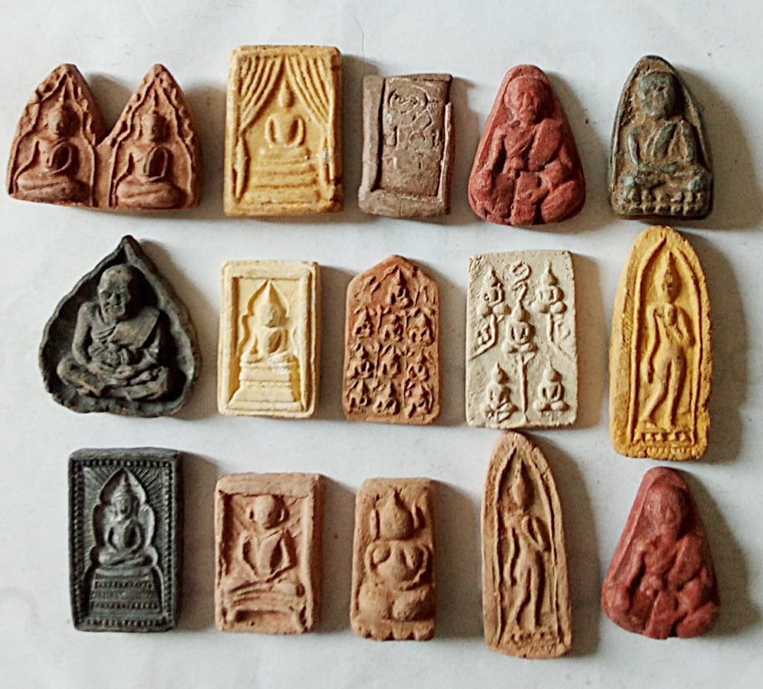 15 Thai Buddhist Buddha Buddhism Clay Amulet Tablets Thai Amulet Craft ...
