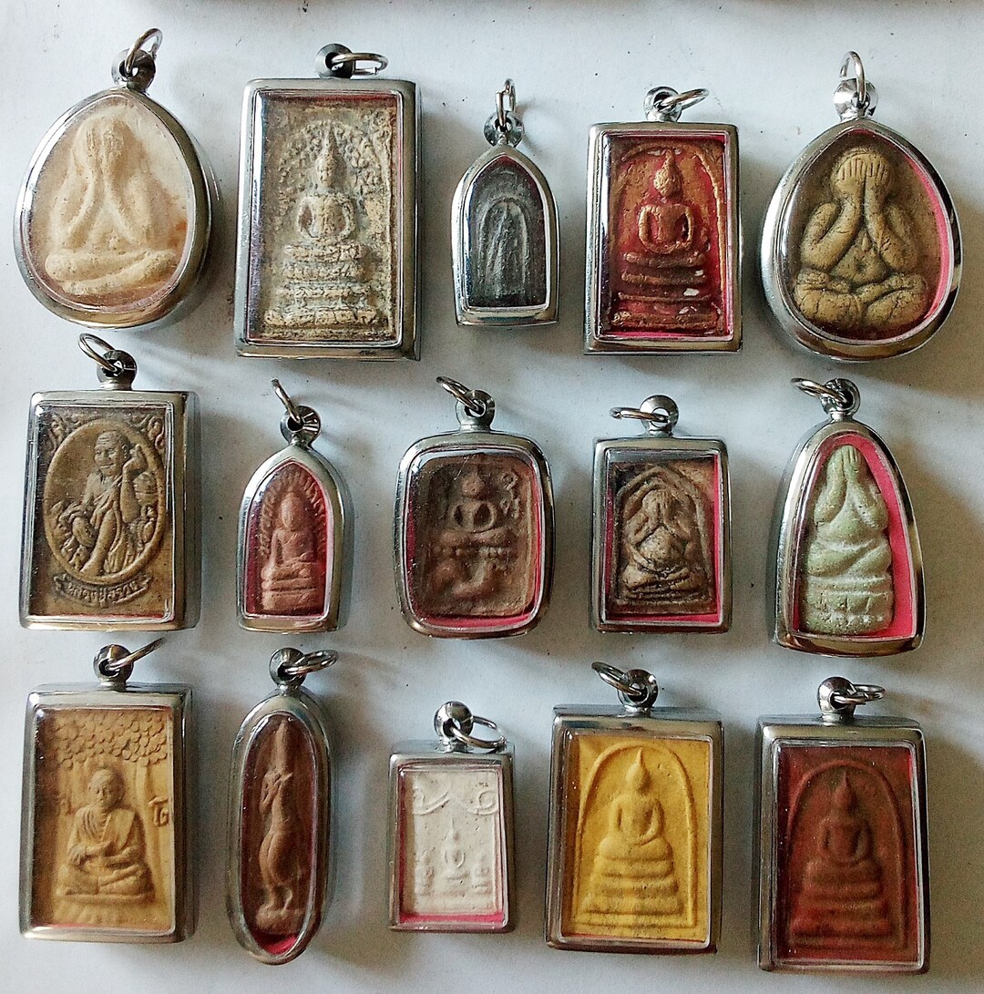 Charms 15 Thai Buddhist Buddha Buddhism Clay Amulet Medallions Pendants ...