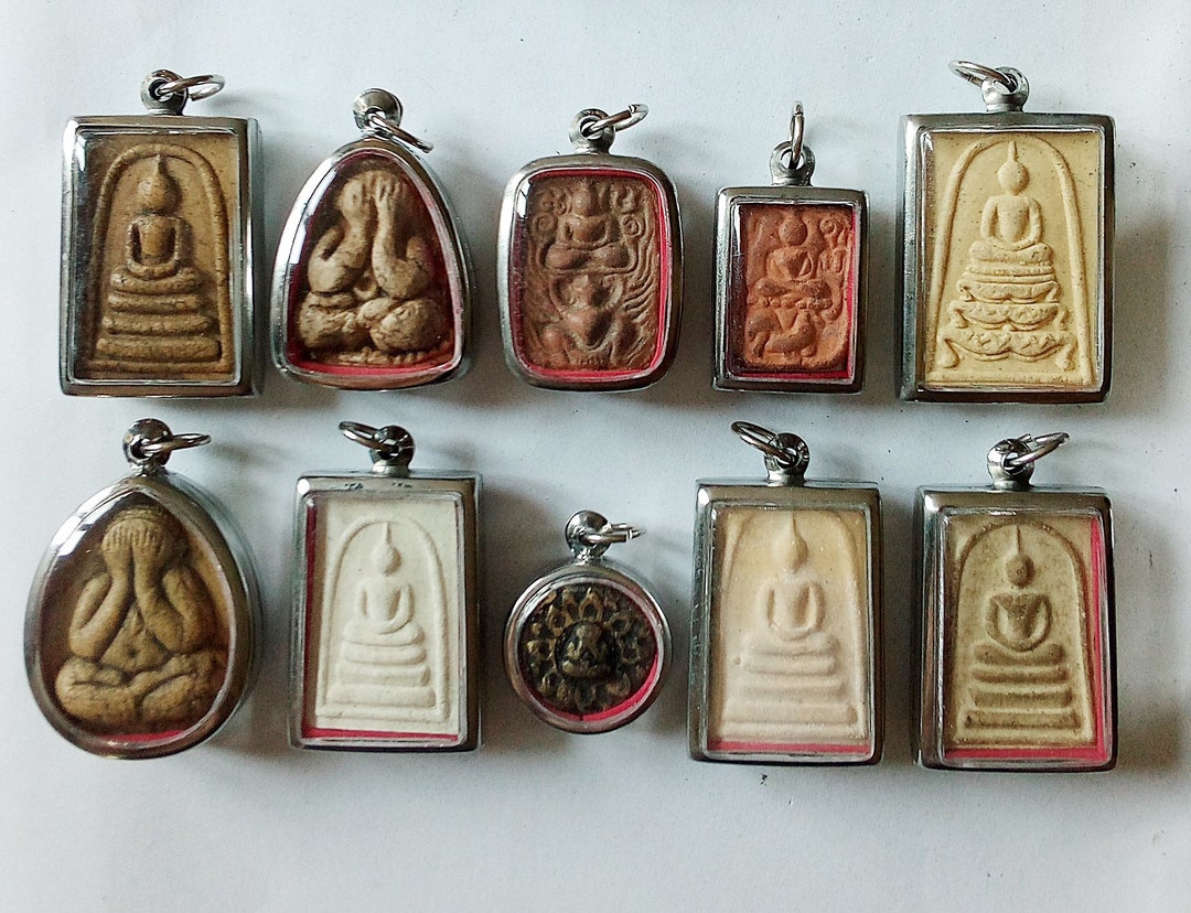 10 Thai Buddhist Buddha Clay Amulet Medallions Thai Amulet - Etsy