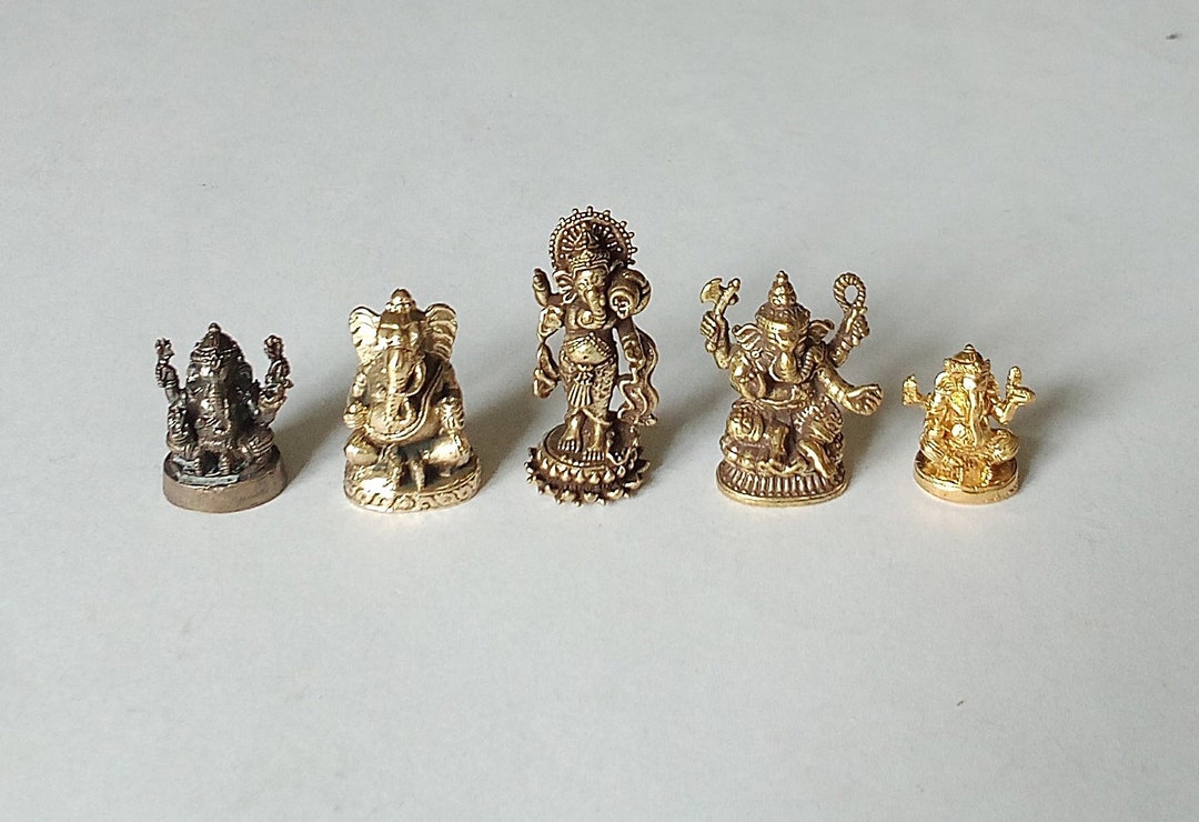 5 X LORD GANESHA THAI Hindu Amulet Mini Statues Success Power Magic ...