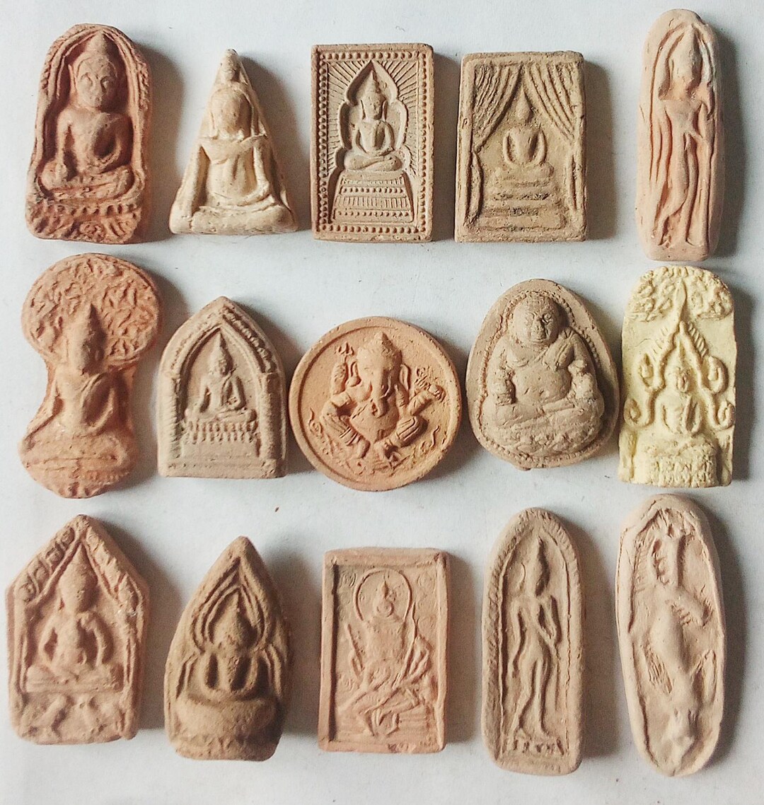 15 Thai Buddhist Buddha Buddhism Clay Amulet Tablets Thai Amulet Craft ...