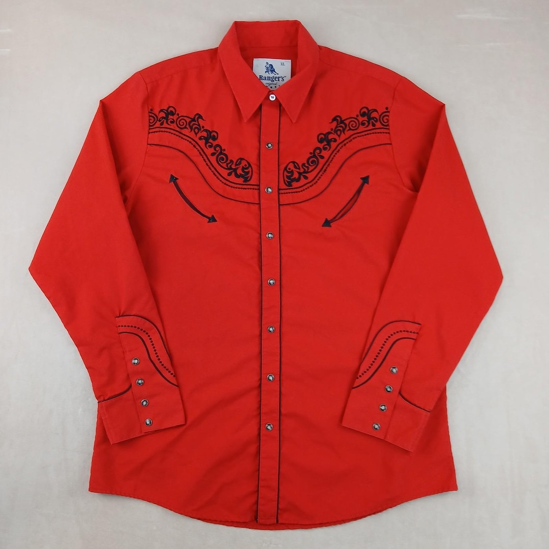 VTG Rangers XL Mens Shirt Cowboy Western Smile Pocket Pearl 22x30 *fits ...