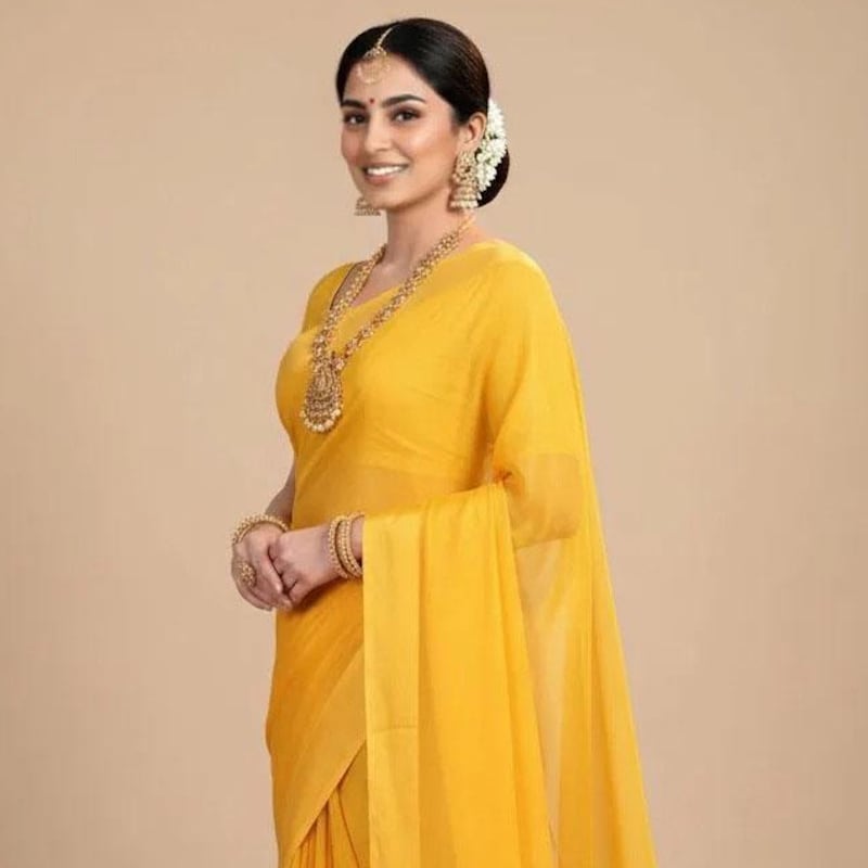 Saree Indian Yellow Color - Etsy
