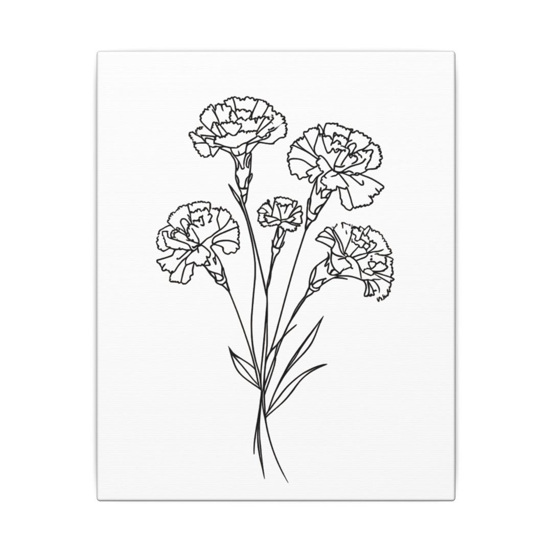 Carnations Line Art Canvas Print, Minimalist Home Decor, Abstract ...