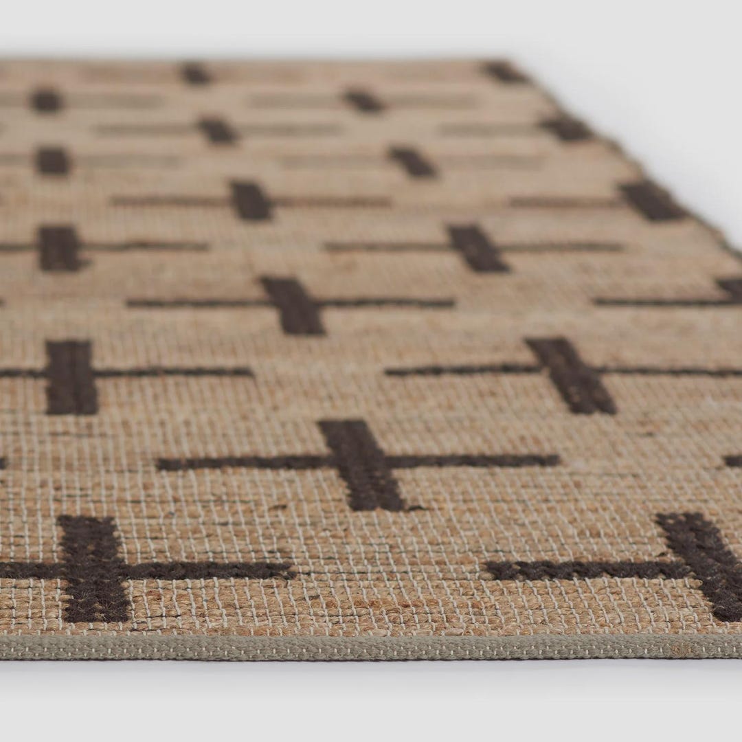 Handwoven Neutral Jute Rug Geometric Tribal Pattern Boho Area Rug Eco ...