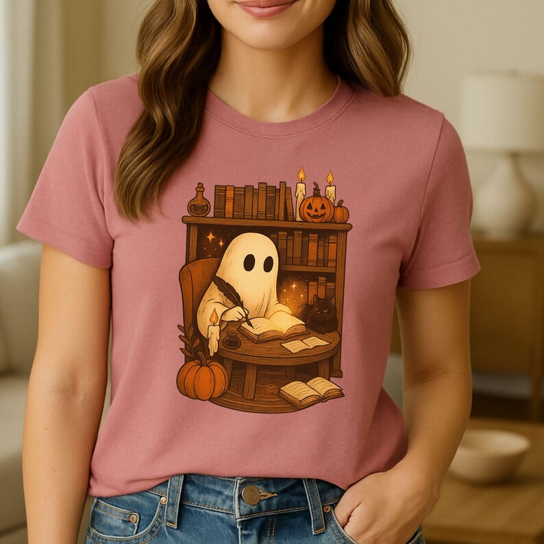 Cozy Halloween Ghost Reading Clipart PNG Bundle | 9 Vintage Spooky ...