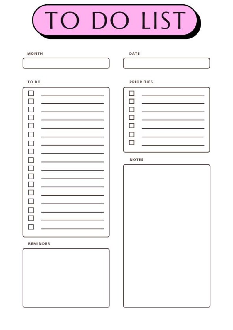 Minimalist To-do List Planner – Printable Daily Task Organizer ...
